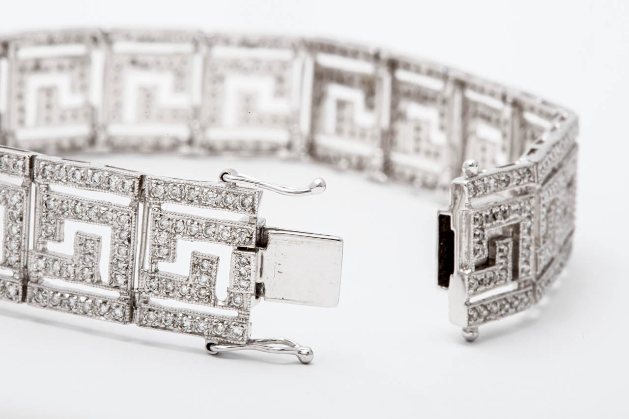 Diamond Greek Key Pattern Bangle at 1stDibs