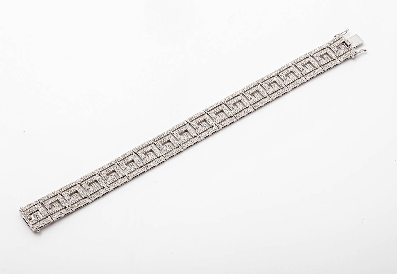 Diamond Greek Key Pattern Bangle at 1stDibs