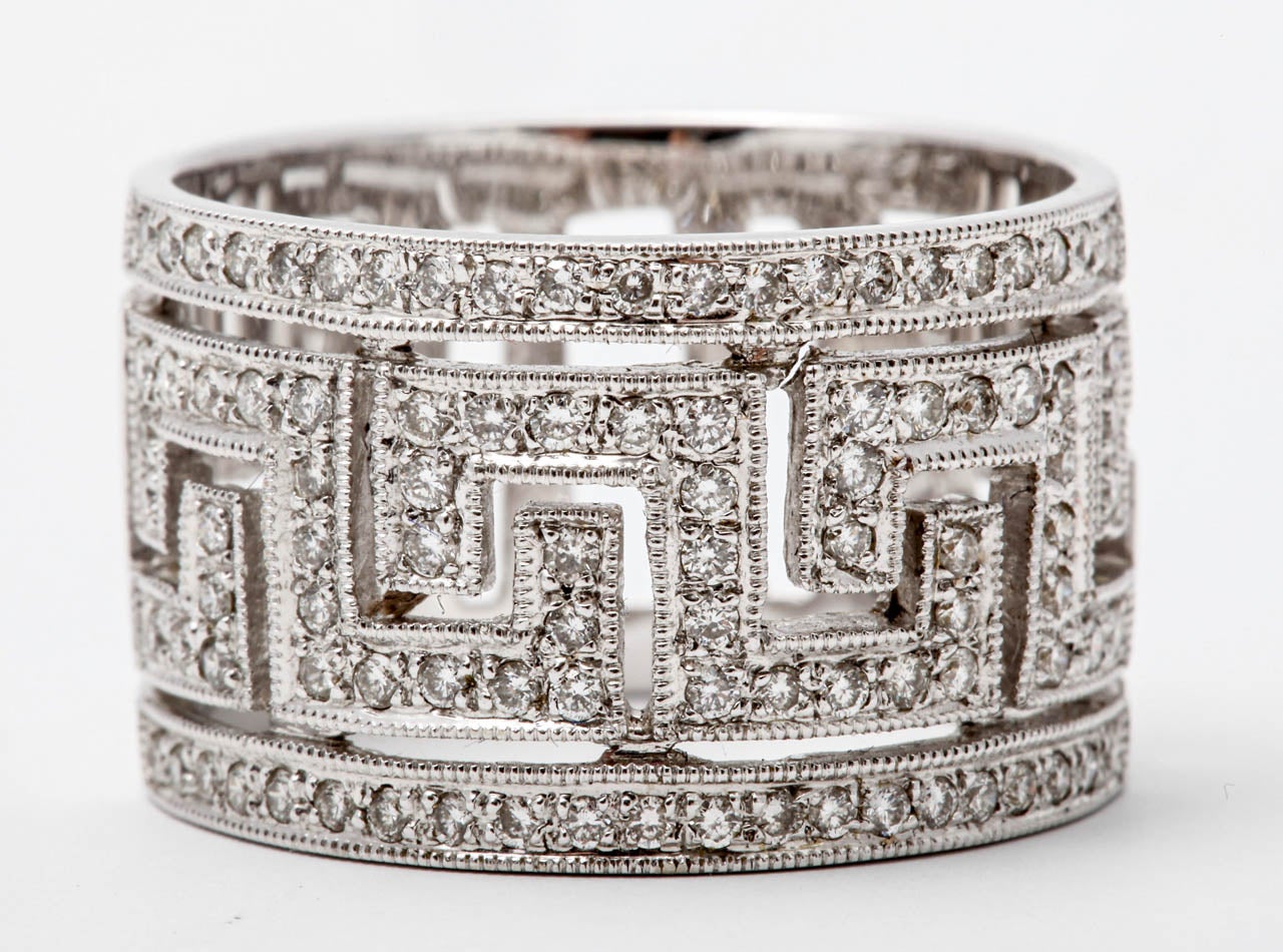 Diamond Greek Key Pattern Ring at 1stDibs