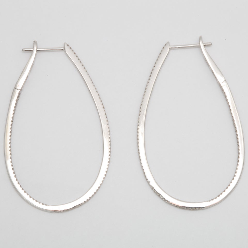 Diamond Pear Shape Hoop Earrings For Sale at 1stDibs