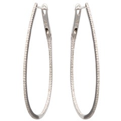 Diamond Pear Shape Hoop Earrings For Sale at 1stDibs