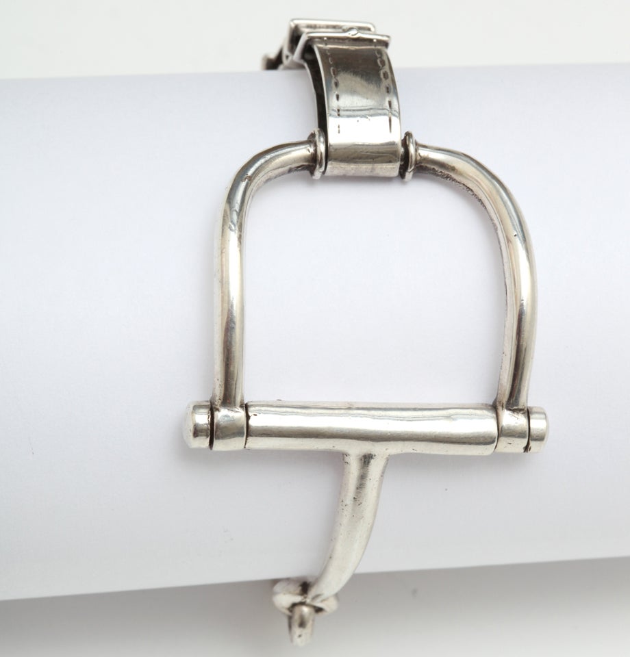 Celine Paris Sterling Silver Stirrup Bracelet at 1stDibs