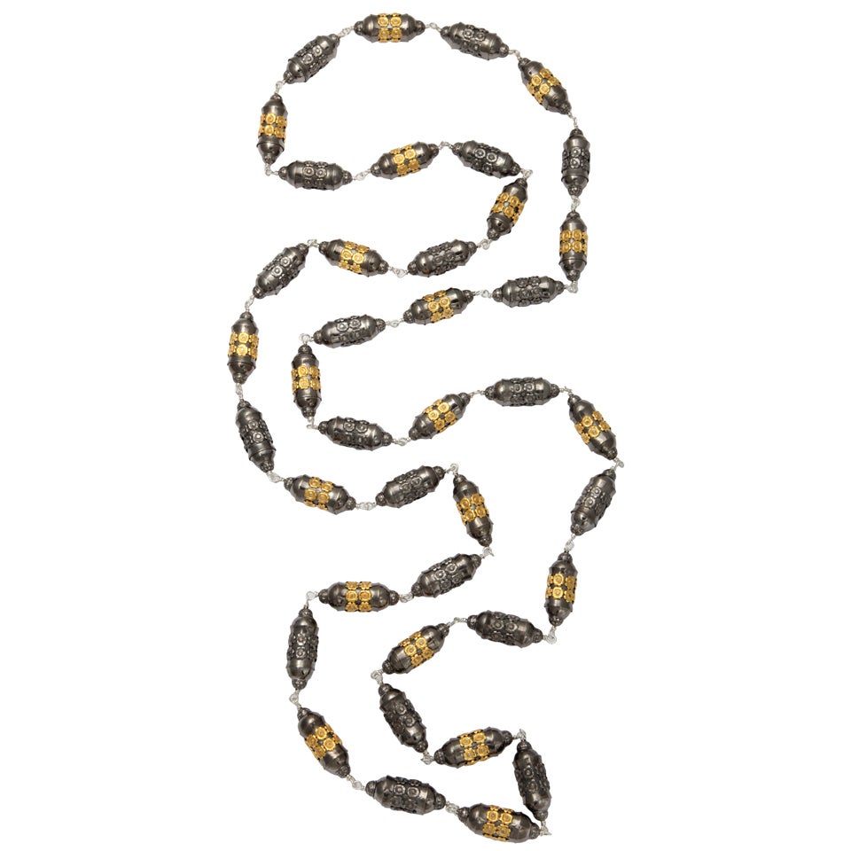 Gold Diamond Flower Bullet Chain at 1stDibs