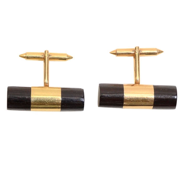 William Spratling Gold and Wood Cufflinks For Sale at 1stDibs