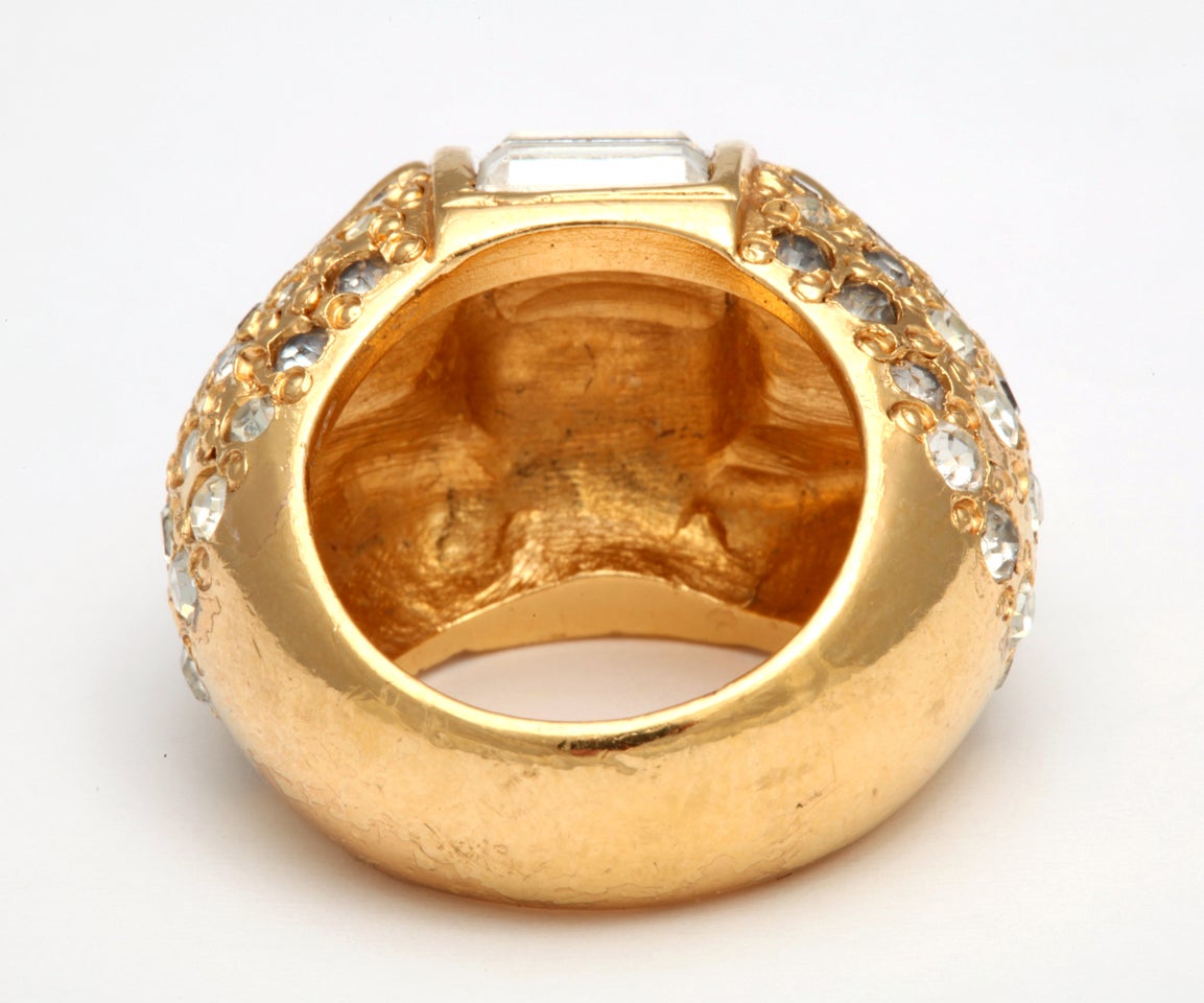 GIANNI VERSACE MASSIVE RING WITH RHINESTONES at 1stdibs