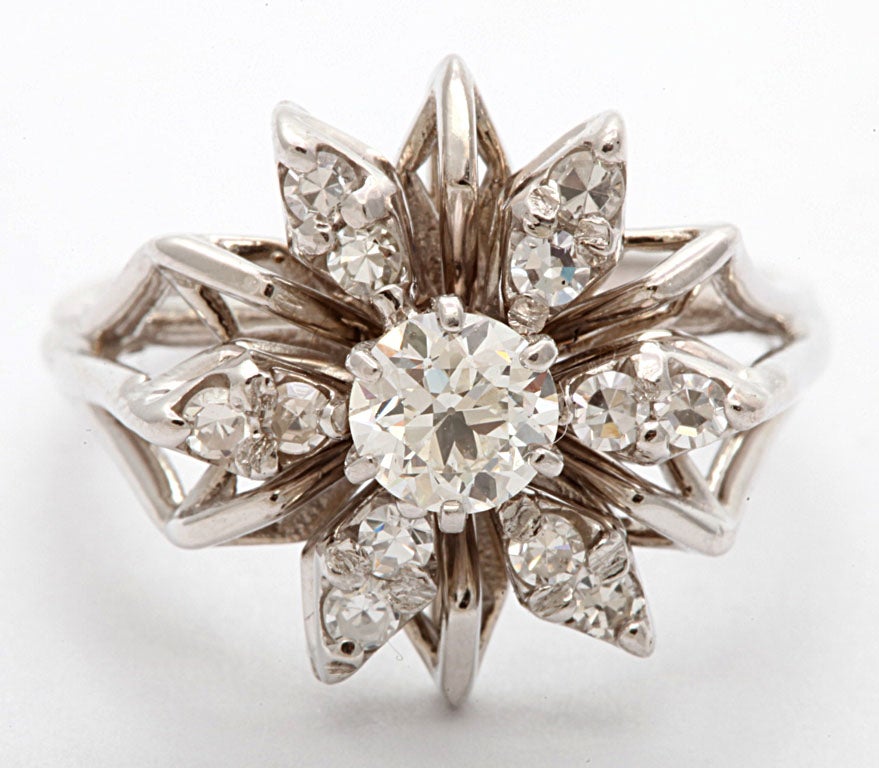 Diamond Flower Ring at 1stDibs