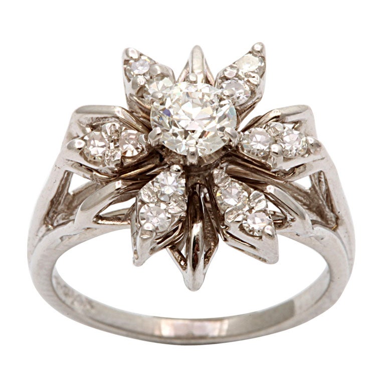 Diamond Flower Ring at 1stDibs
