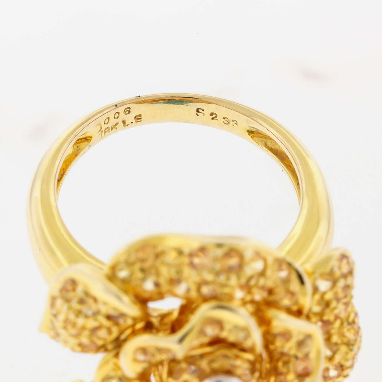 Yellow Sapphire Diamond Gold Flower Ring For Sale at 1stDibs | yellow ...