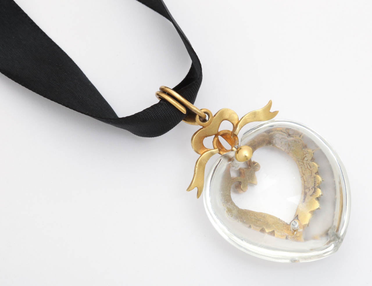 Victorian Pure Rock Crystal Natural Pearl Turquoise Double Heart ...