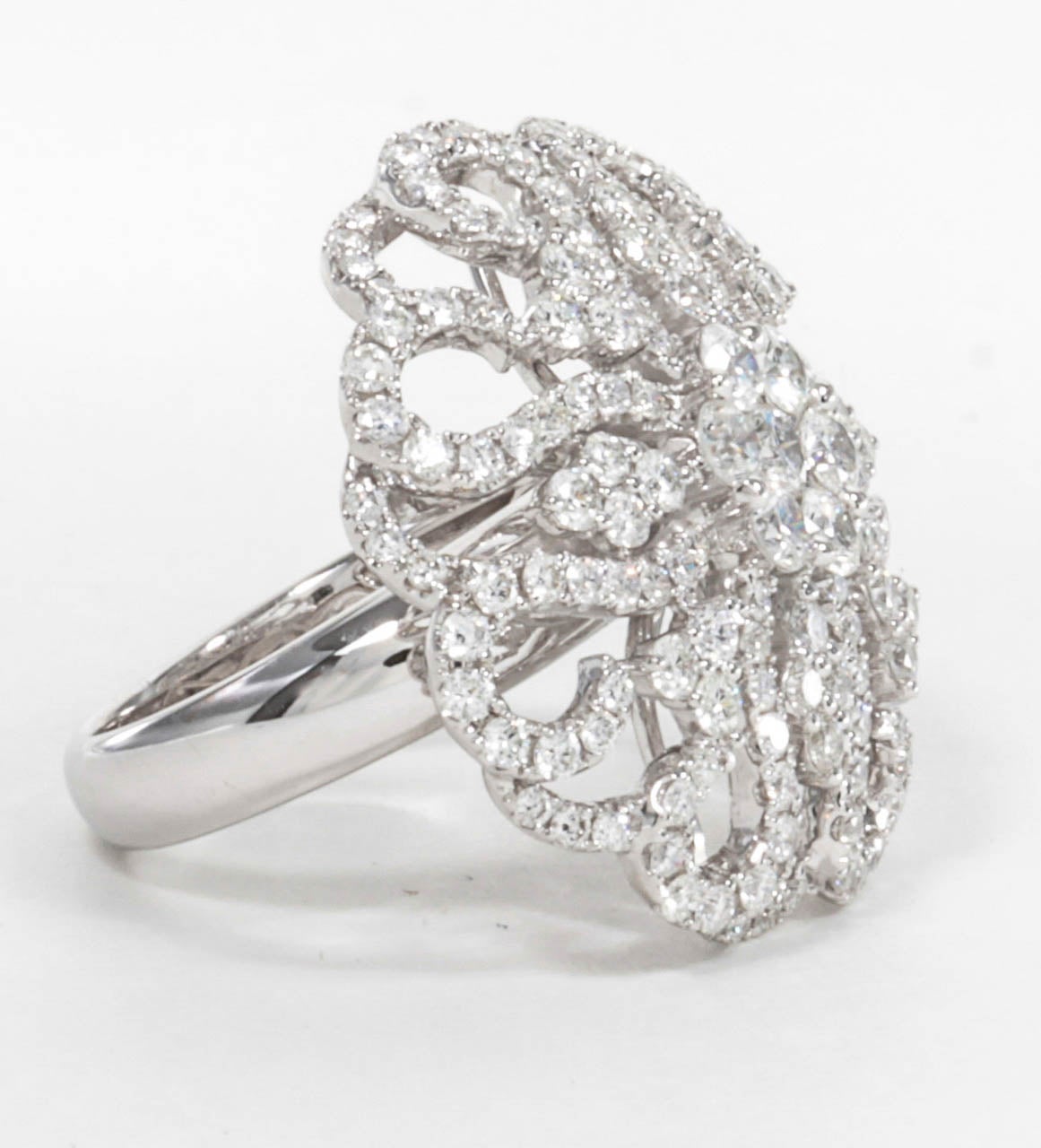 Diamond Lace Floral Cocktail Ring For Sale at 1stDibs