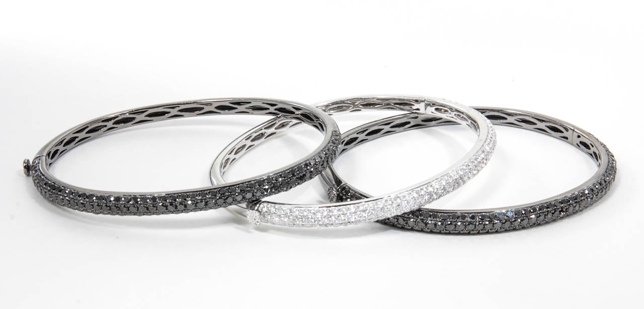 Set of Black and White Diamond Bangle Bracelets For Sale at 1stDibs ...