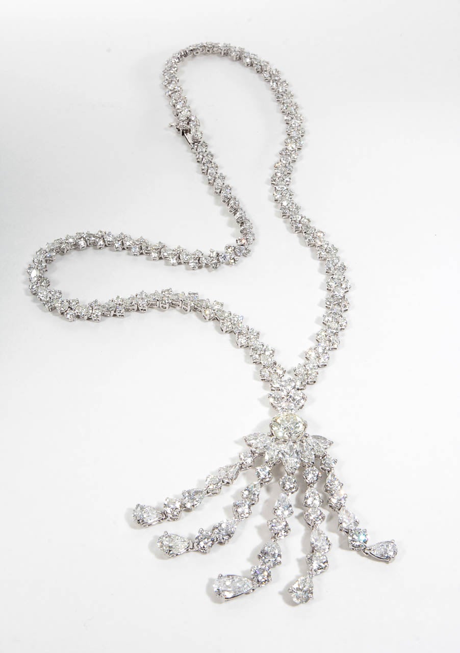 Important Diamond Tassel Necklace Set in Platinum For Sale at 1stDibs ...