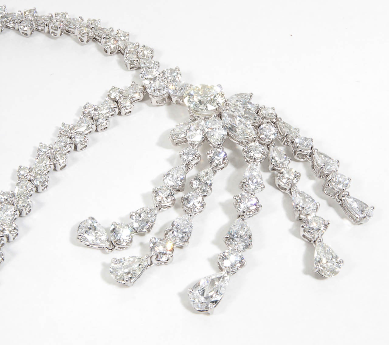 Important Diamond Tassel Necklace Set in Platinum For Sale at 1stDibs ...