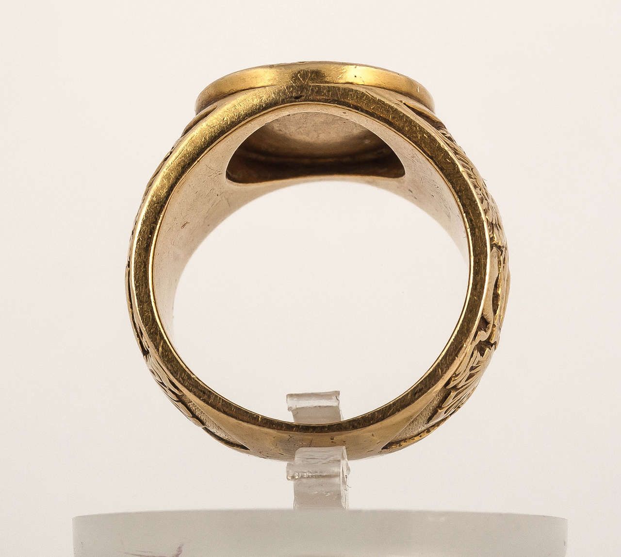 Victorian Heavy Engraved Gold Signet Ring For Sale at 1stDibs
