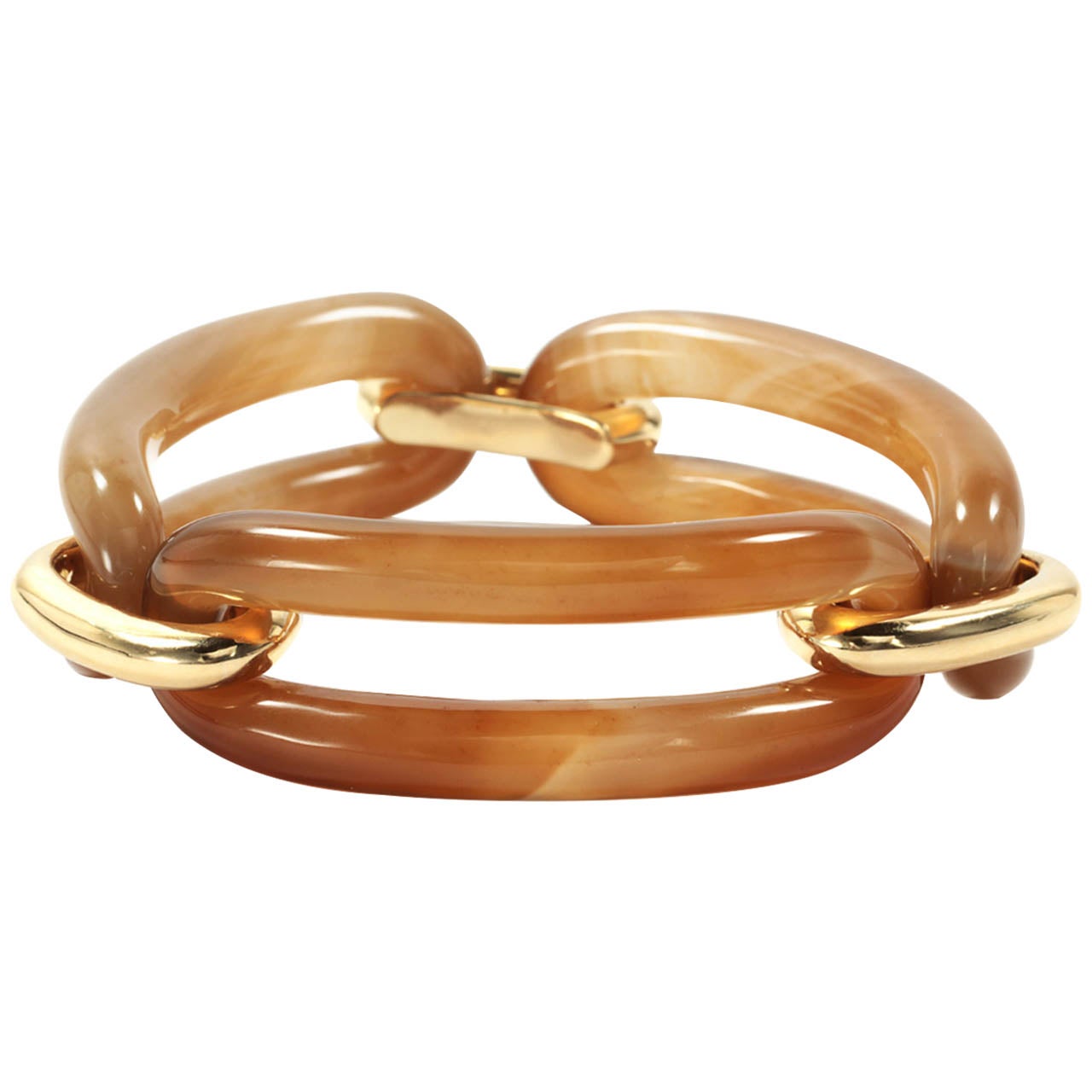 Tiger's Eye Gold Link Bracelet For Sale at 1stDibs | tiger eye link ...