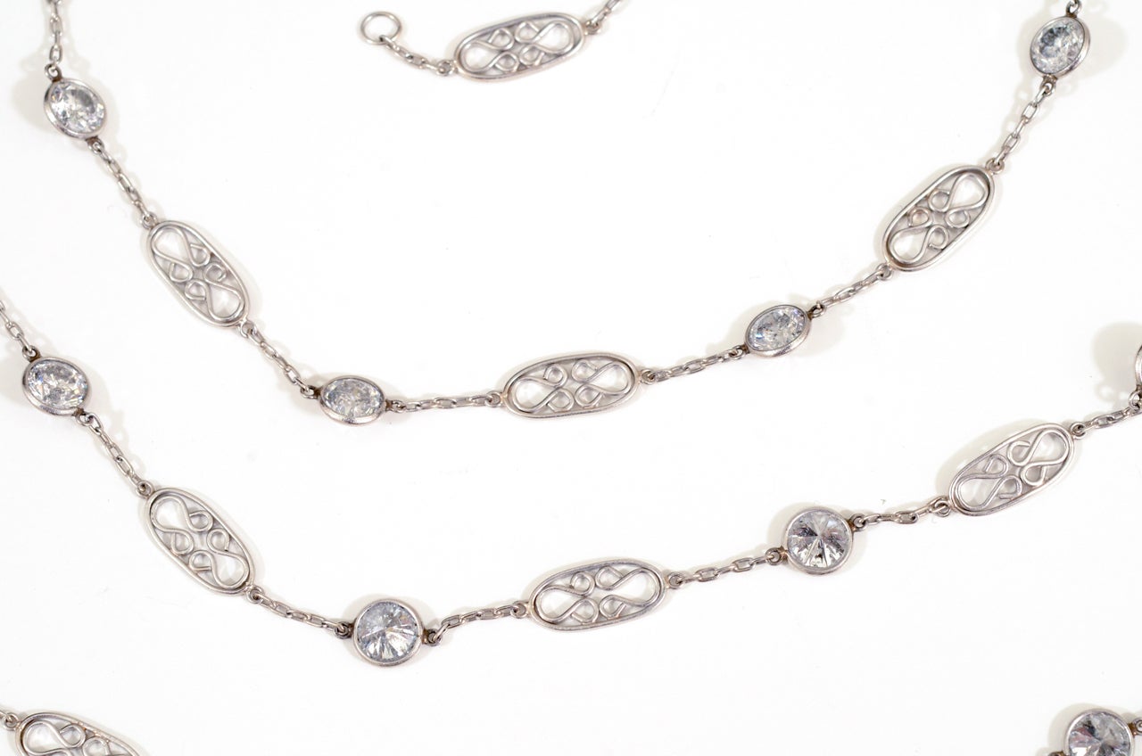 Diamond Platinum Long Chain Necklace at 1stDibs