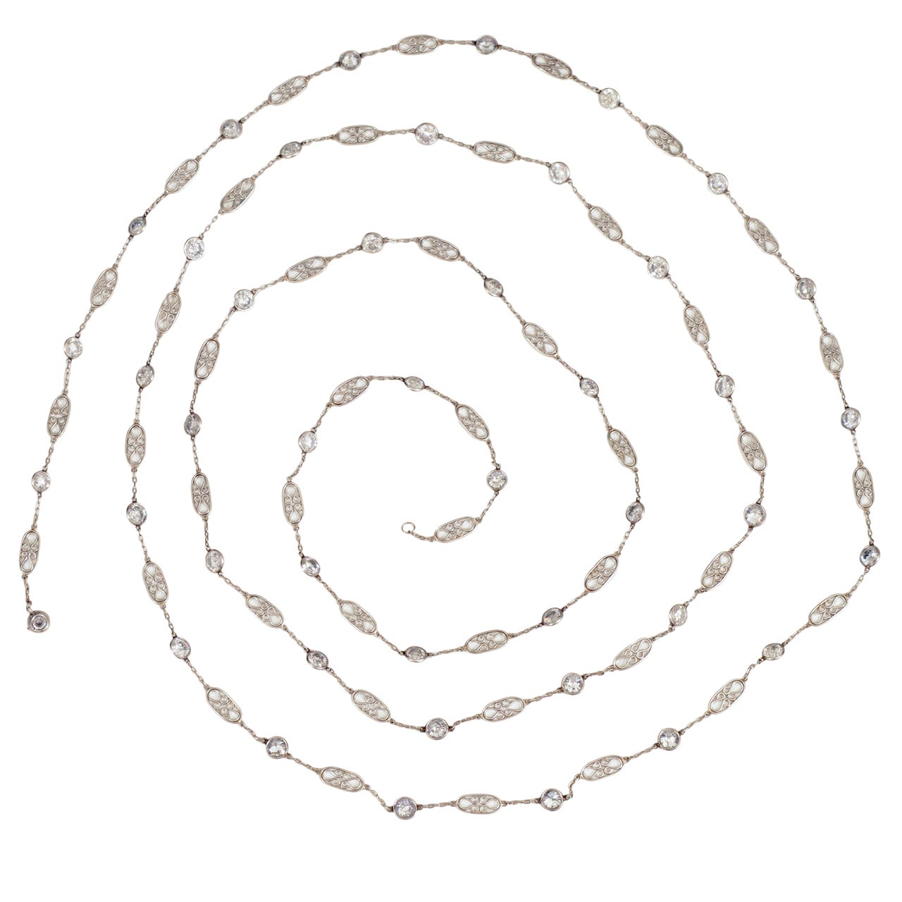 Diamond Platinum Long Chain Necklace at 1stDibs