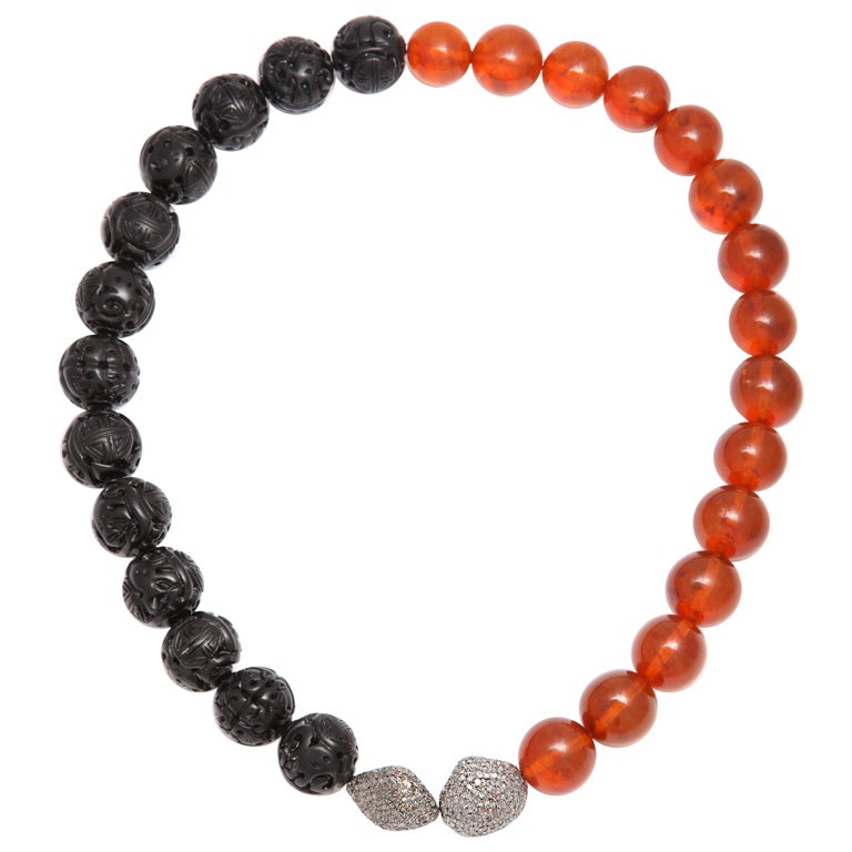 Amber Jet Diamond Necklace at 1stDibs