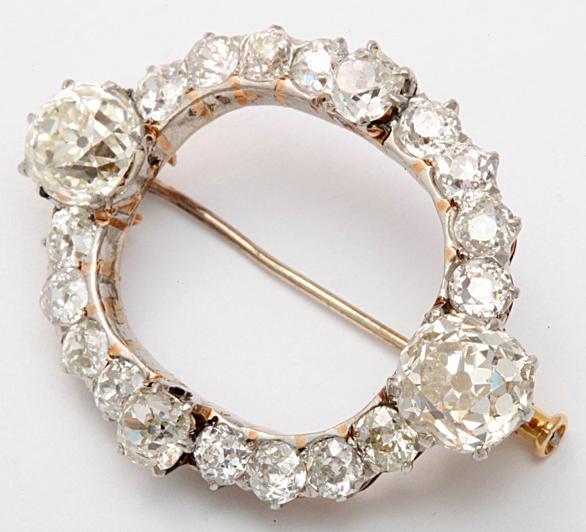 Edwardian Diamond Oval Brooch For Sale at 1stDibs