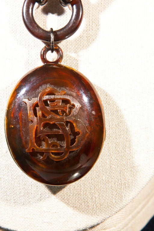 Large Tortoise Shell Locket On Tortoise Chain at 1stDibs