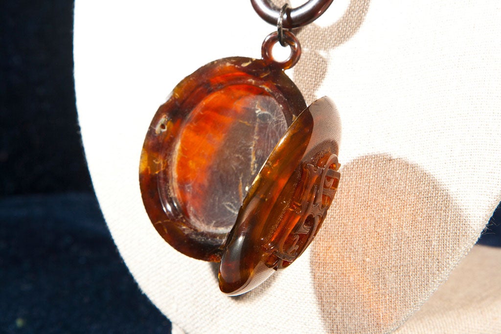 Large Tortoise Shell Locket On Tortoise Chain at 1stDibs