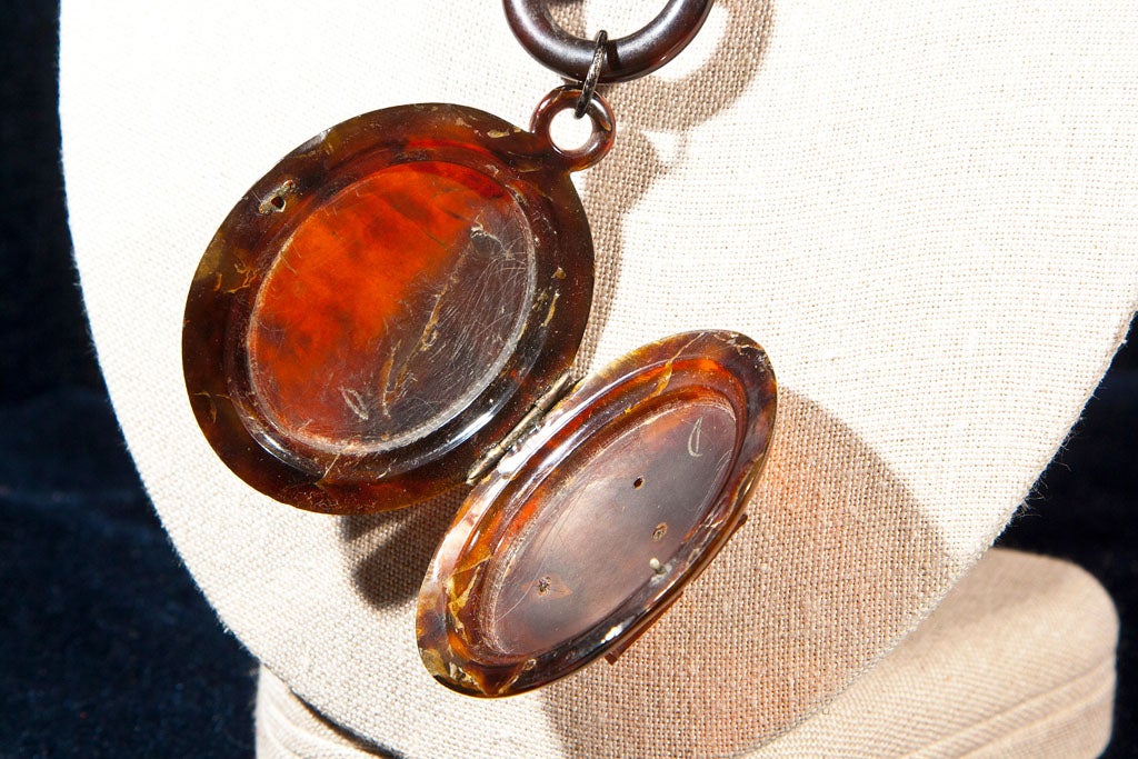Large Tortoise Shell Locket On Tortoise Chain at 1stDibs