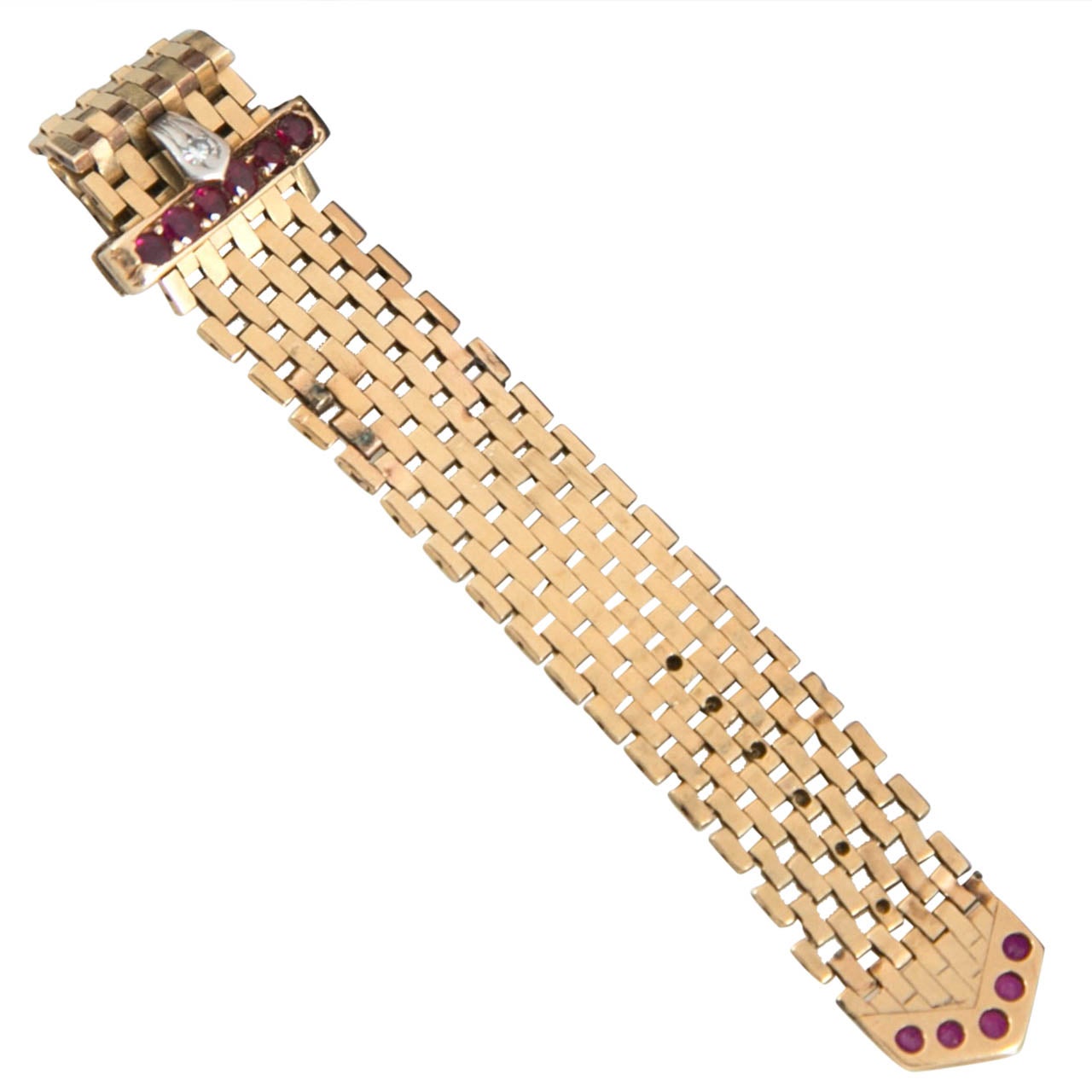 Retro Gold Mesh Buckle Ring For Sale at 1stDibs