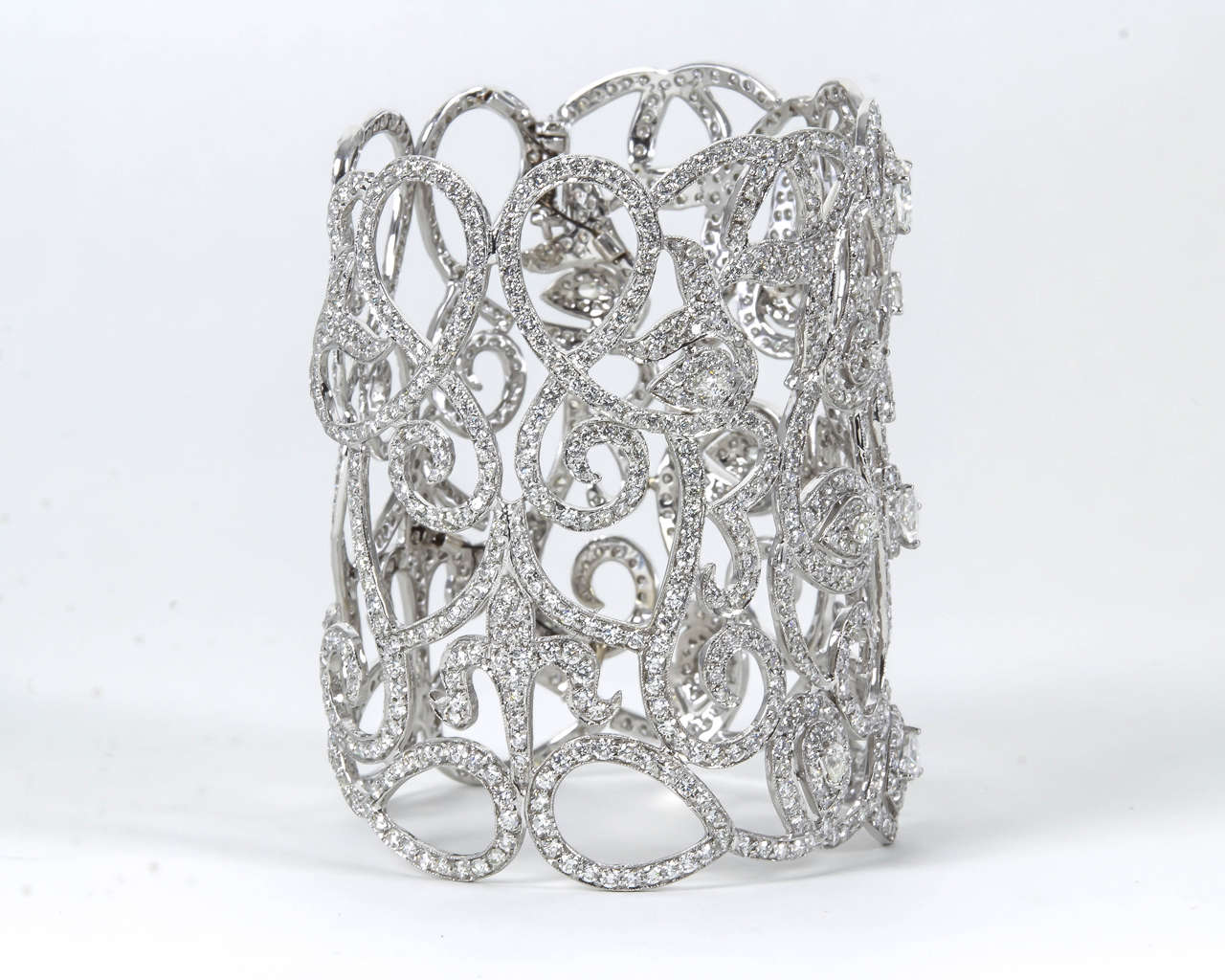Magnificent Wide Diamond Cuff Bracelet For Sale at 1stDibs | diamond ...