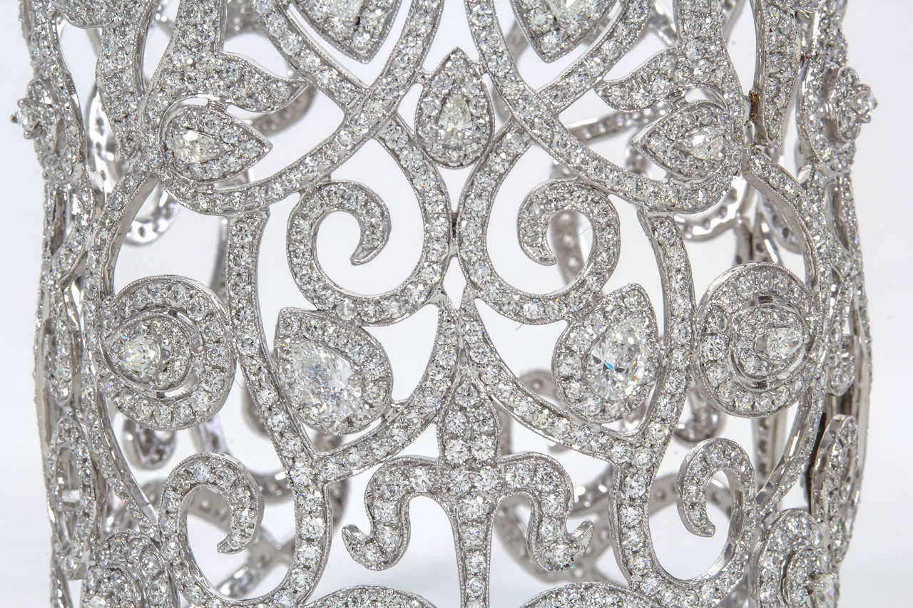 Magnificent Wide Diamond Cuff Bracelet For Sale at 1stDibs | diamond ...