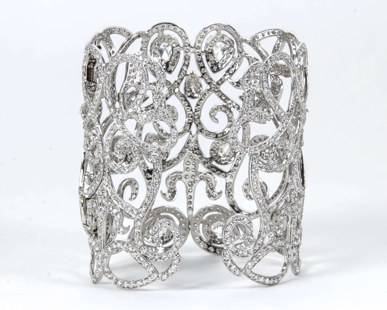 Magnificent Wide Diamond Cuff Bracelet For Sale at 1stDibs | diamond ...