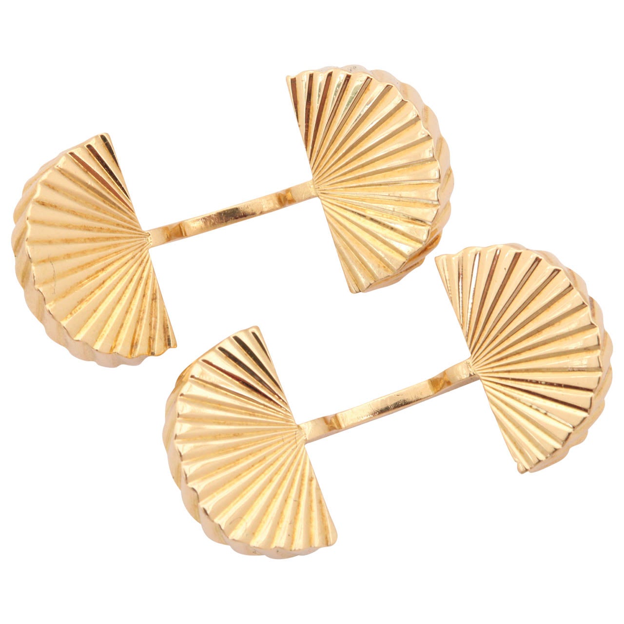 Cartier Gold Fan Cufflinks at 1stDibs
