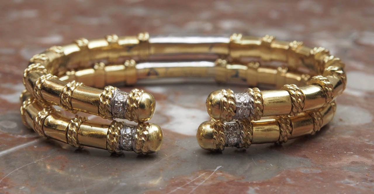 Pair of Diamond Gold Cassis Bracelets at 1stDibs