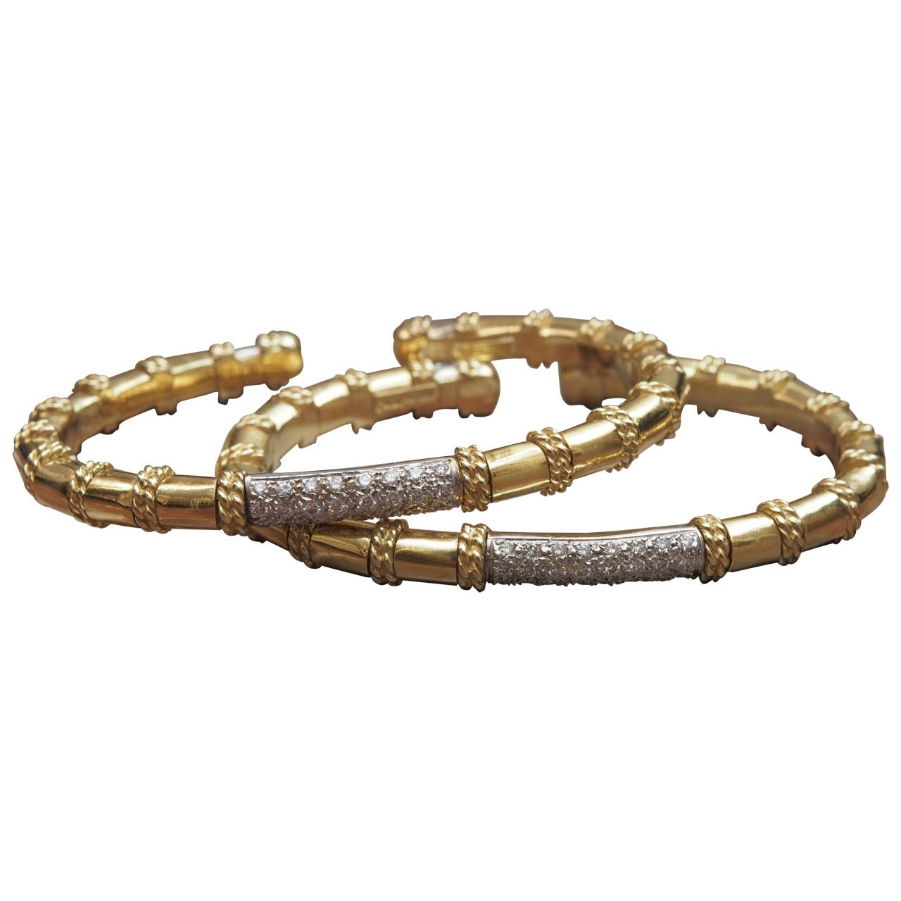 Pair of Diamond Gold Cassis Bracelets at 1stDibs
