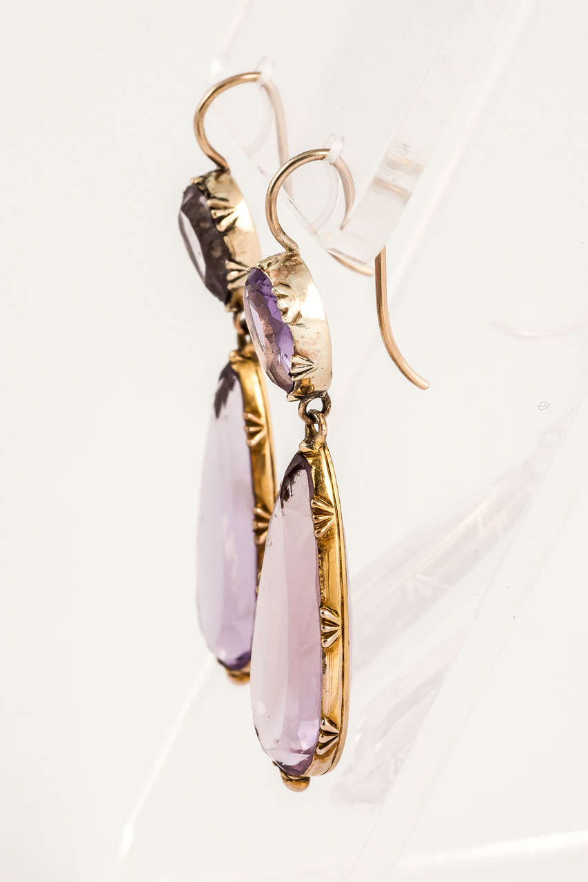 Regency Amethyst Gold Drop Earrings For Sale at 1stDibs | regency earrings