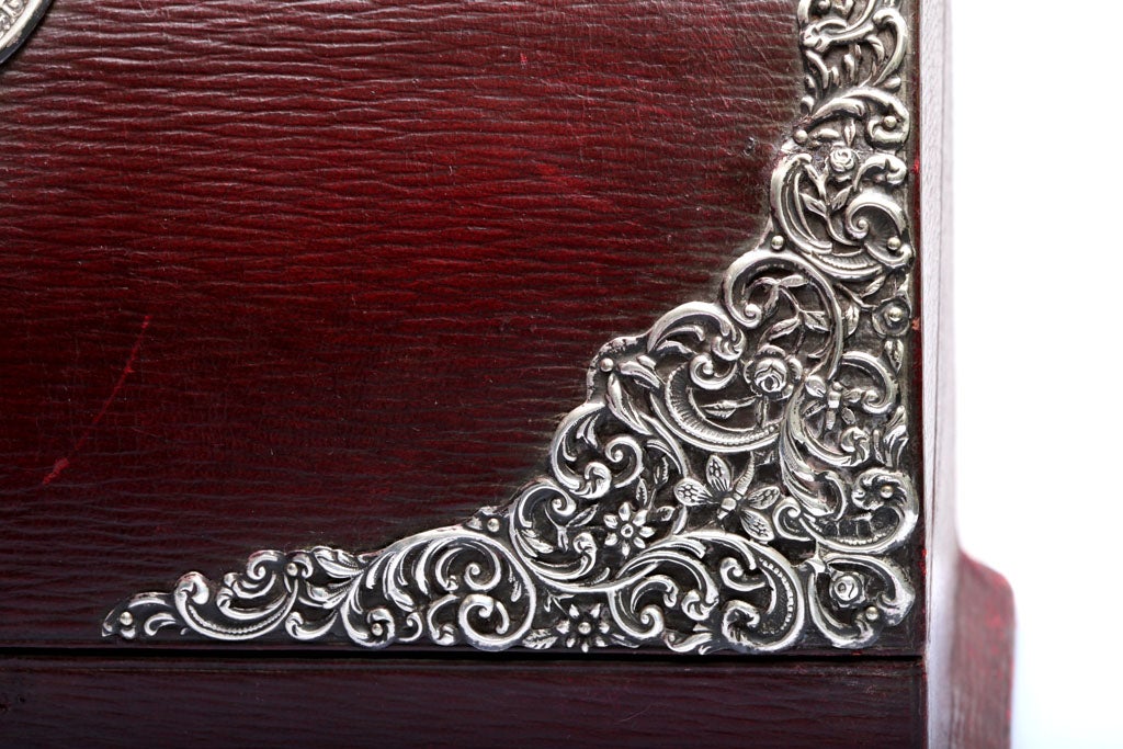 Sterling Silver-Mounted Leather Letter/Stationery Box at 1stDibs