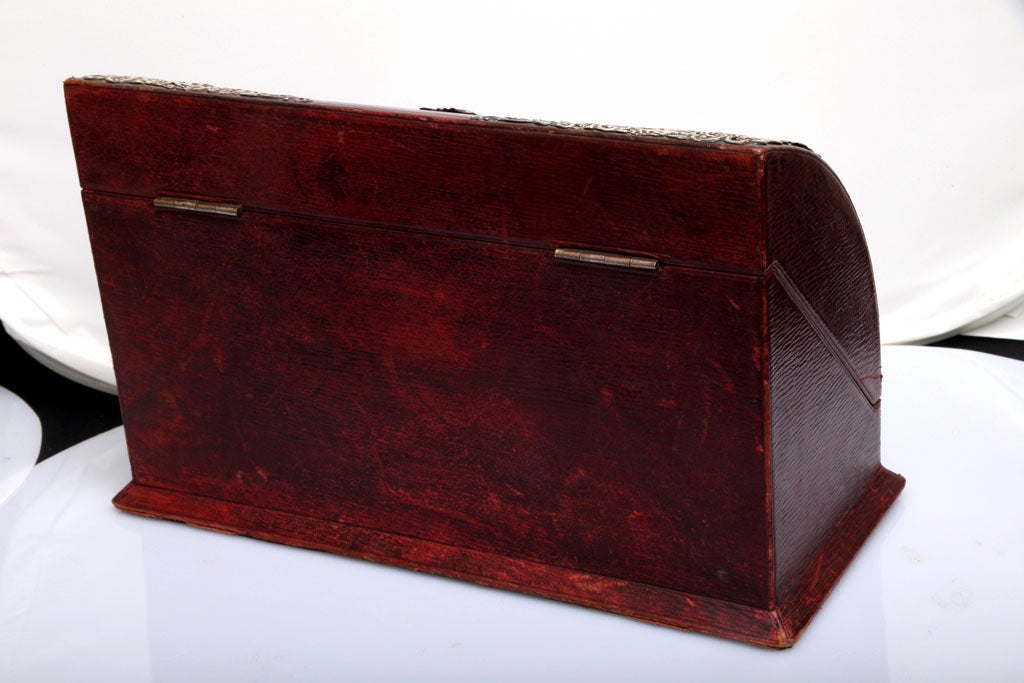 Sterling Silver-Mounted Leather Letter/Stationery Box at 1stDibs