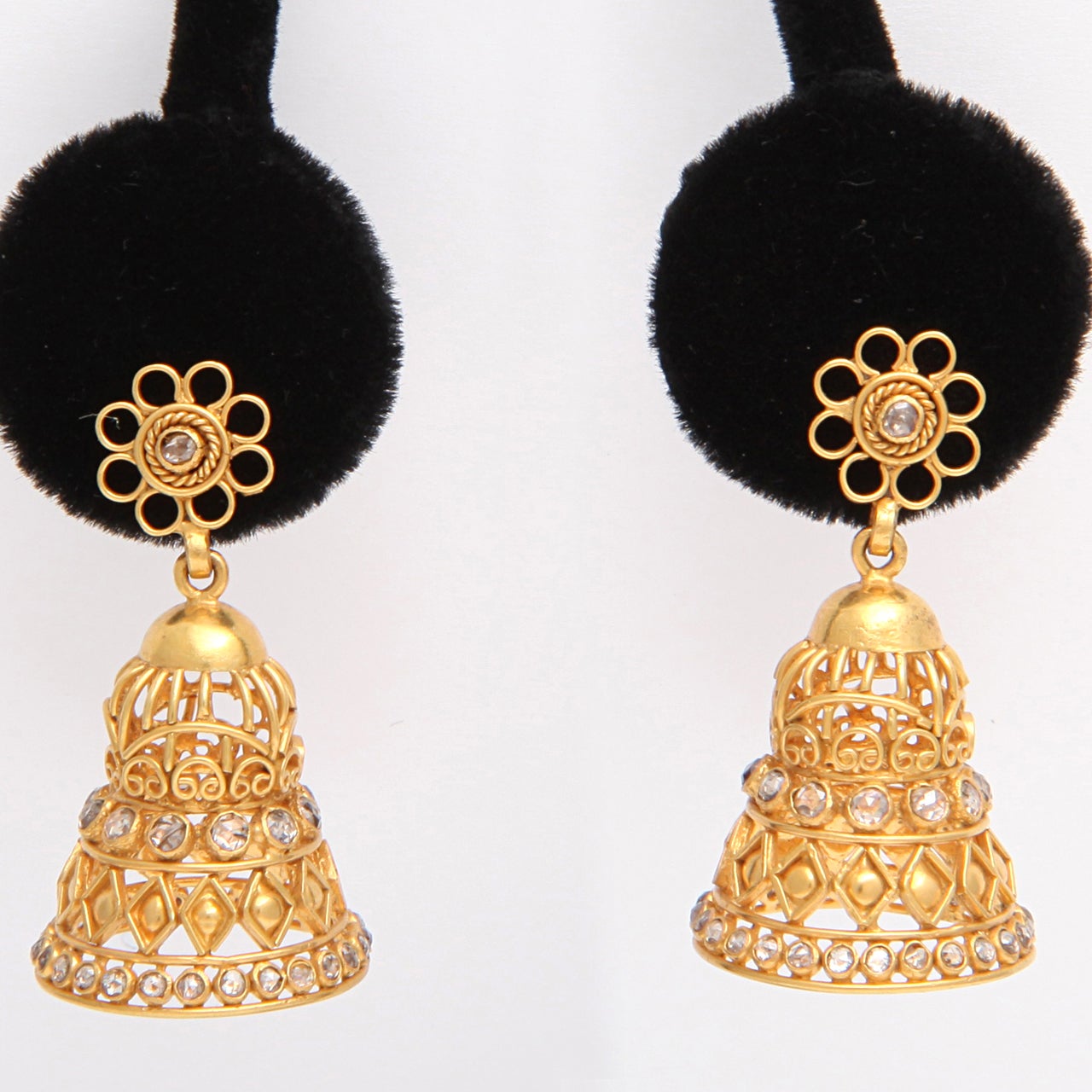 Diamond Gold Bell Earrings at 1stDibs