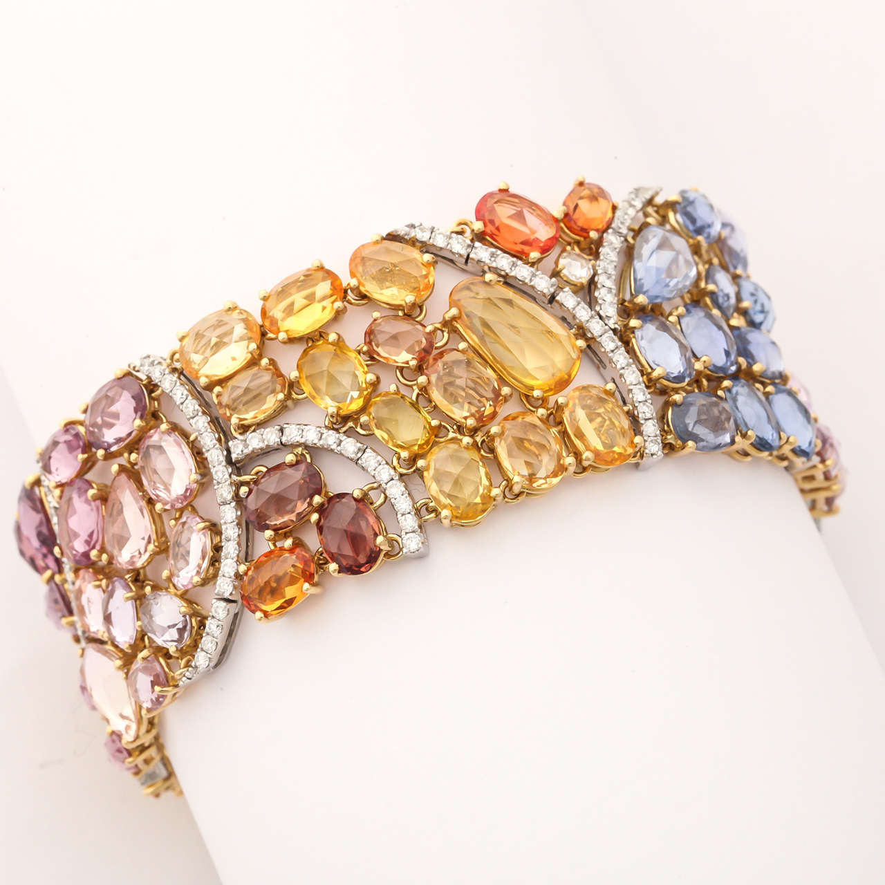 Multi Color Sapphire and Diamond Bracelet For Sale at 1stDibs | multi ...