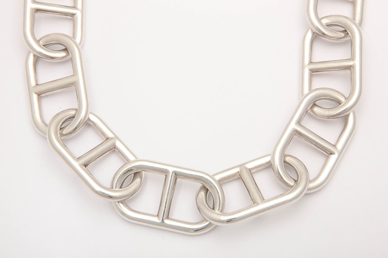 Large Hermes Sterling Silver Anchor Chain at 1stDibs | hermes anchor chain