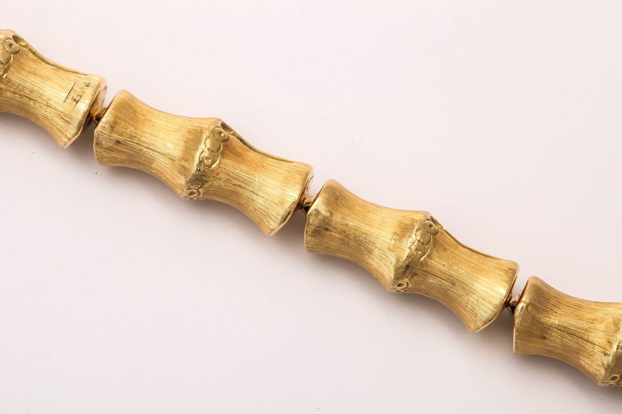 Segmented Gold Bamboo Necklace at 1stDibs
