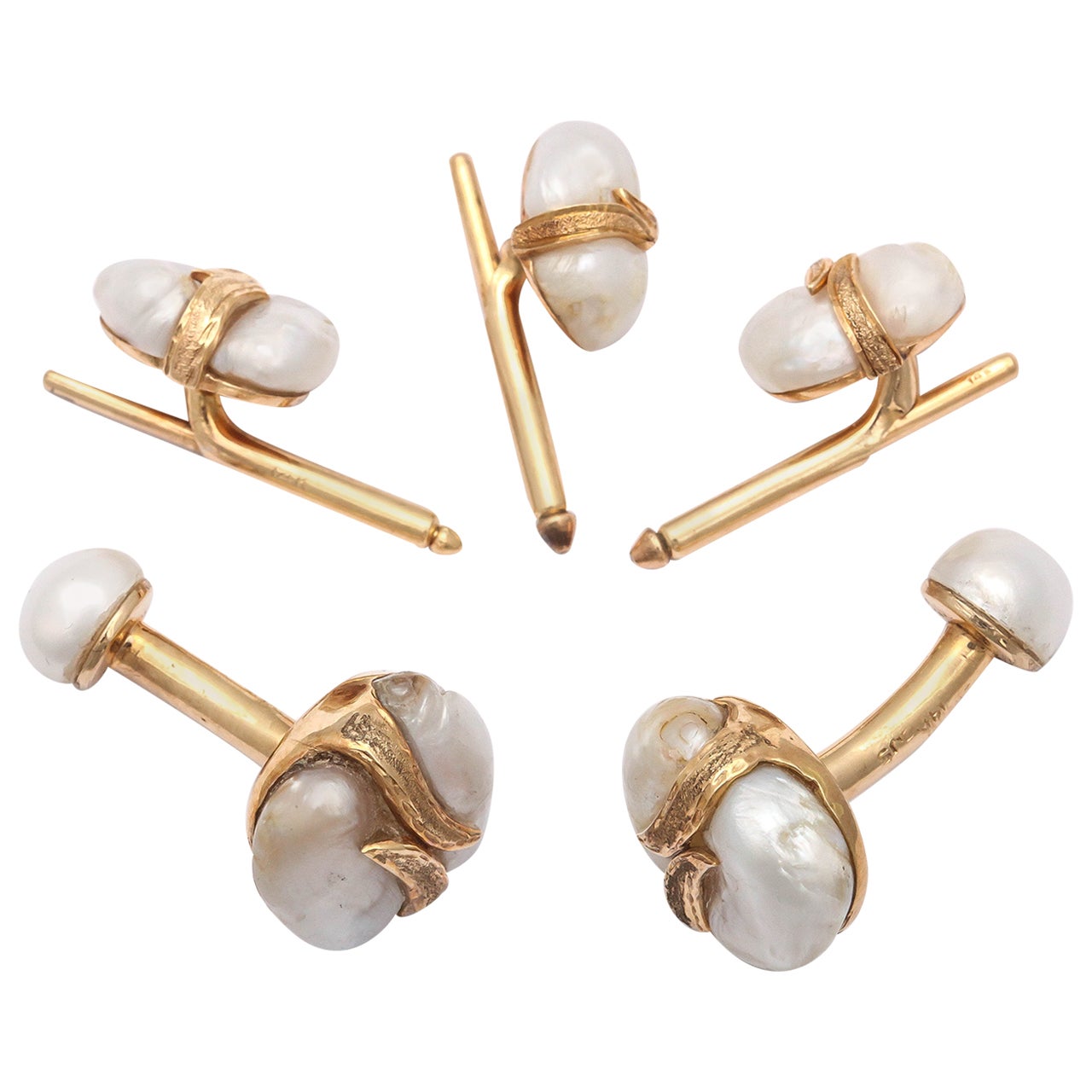 Ruser Mississippi Mud Pearl Gold Stud Cufflinks at 1stDibs | mudpearl ...