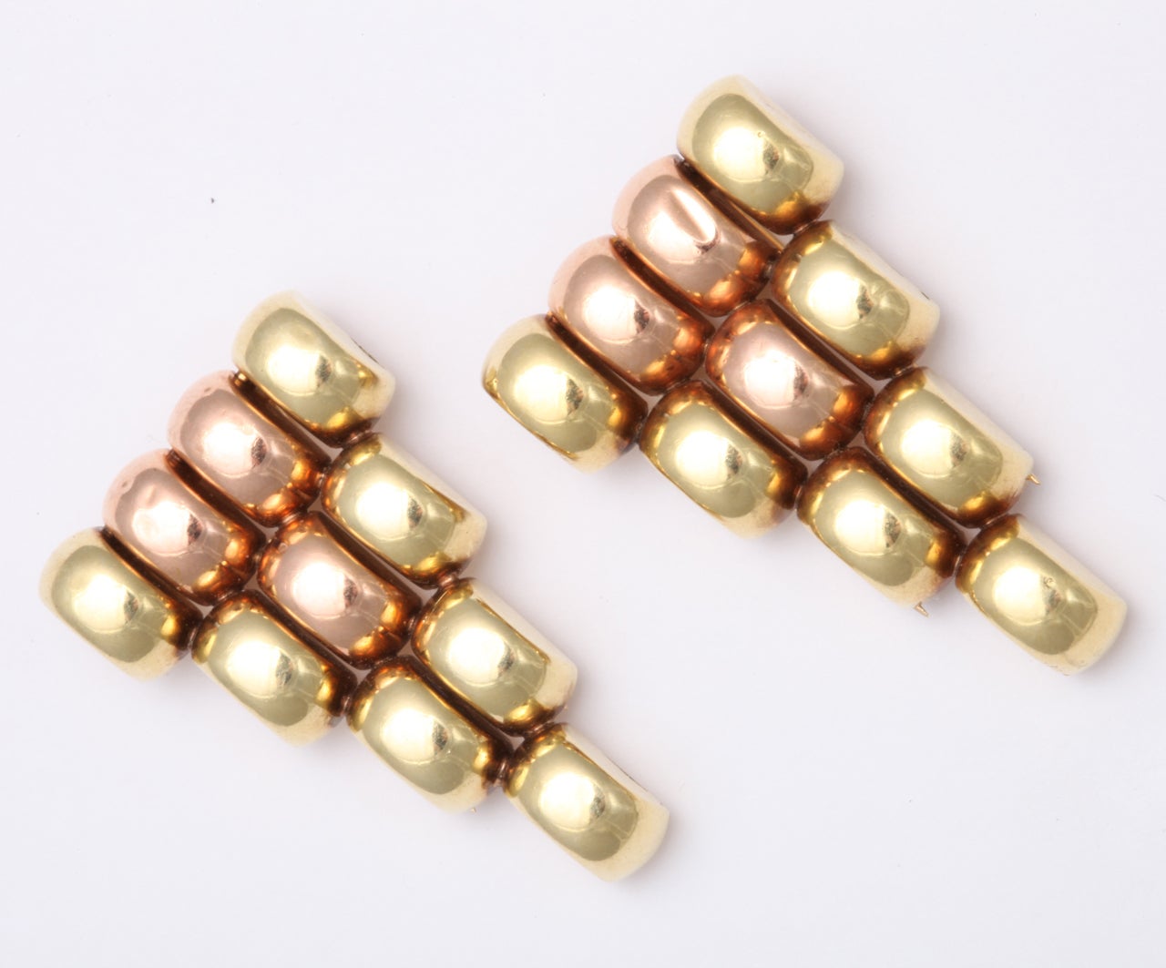 Retro Two Color Gold Clips For Sale at 1stDibs