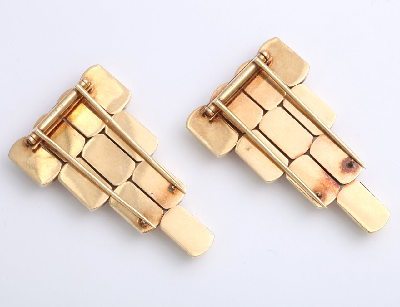 Retro Two Color Gold Clips For Sale at 1stDibs