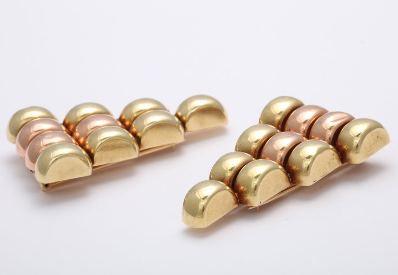 Retro Two Color Gold Clips For Sale at 1stDibs