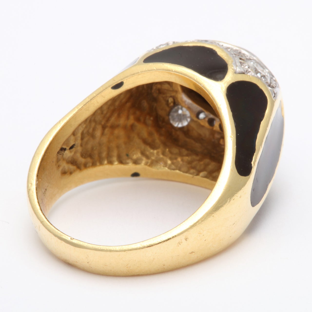 Black Enamel Onyx Diamond Ring at 1stDibs