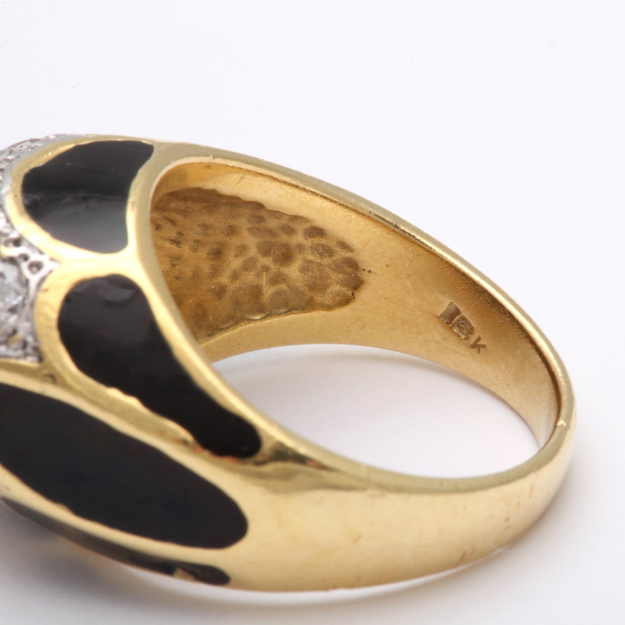 Black Enamel Onyx Diamond Ring at 1stDibs