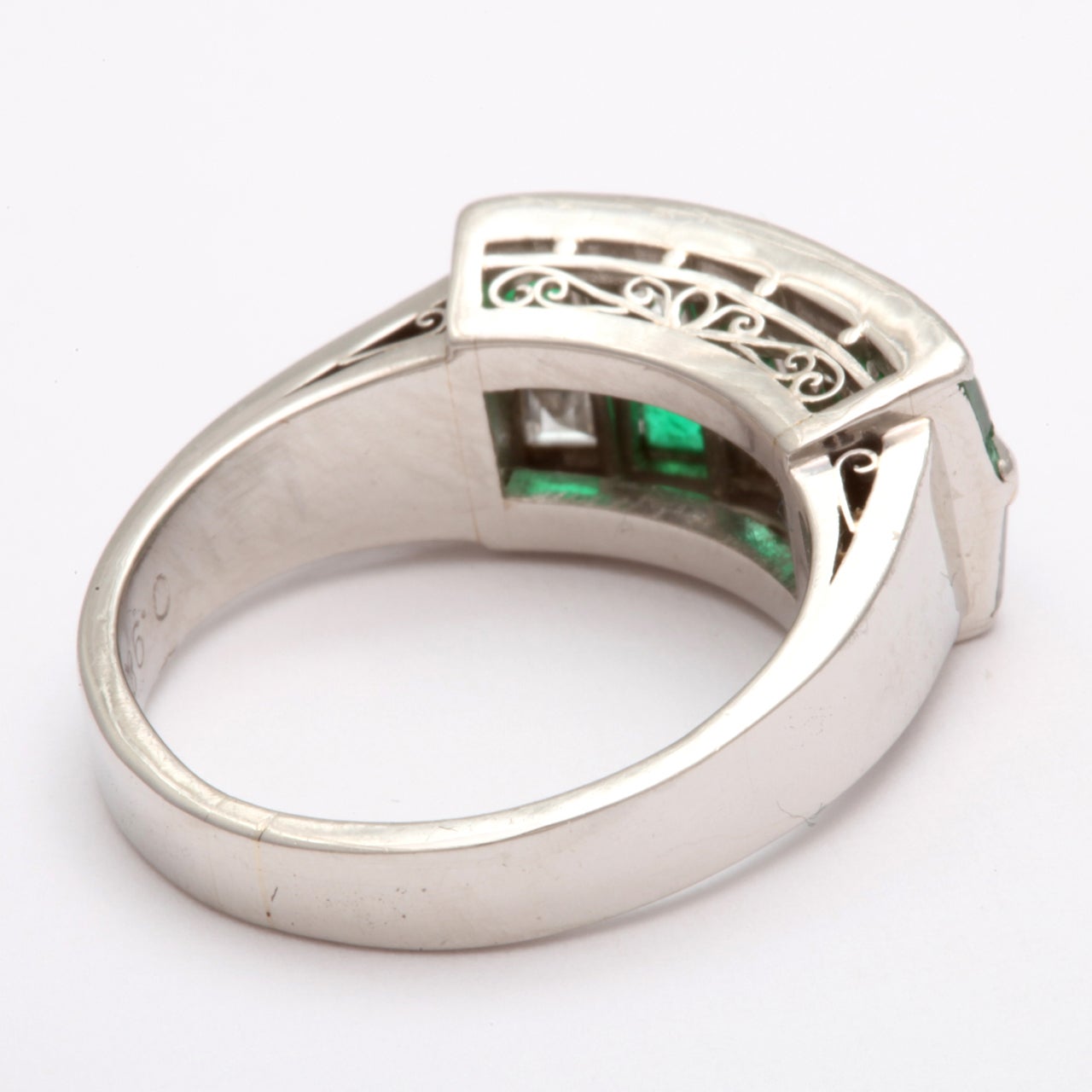 Channel Set Emerald and Diamond Checkerboard Ring For Sale at 1stDibs ...