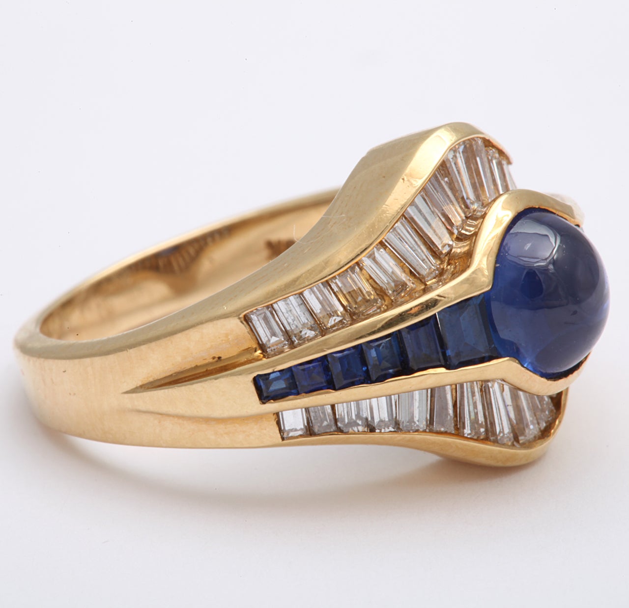 Cabochon Sapphire and Diamond Ring at 1stDibs | cabochon sapphire ...