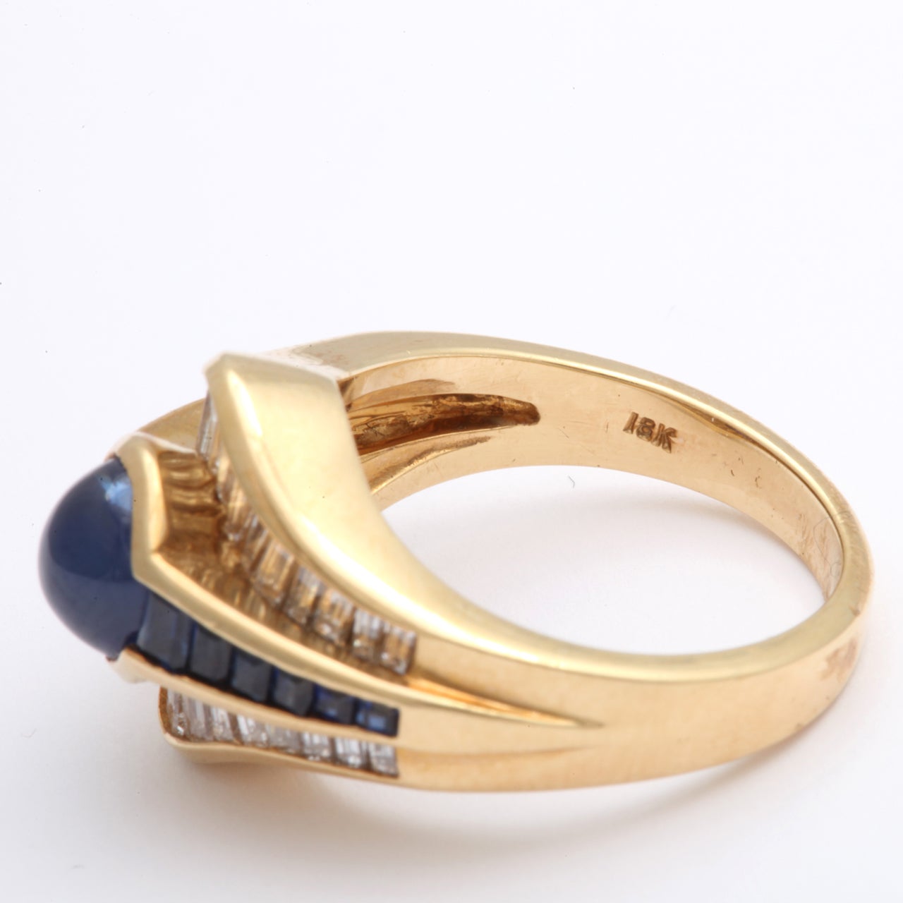 Cabochon Sapphire and Diamond Ring at 1stDibs | cabochon sapphire ...