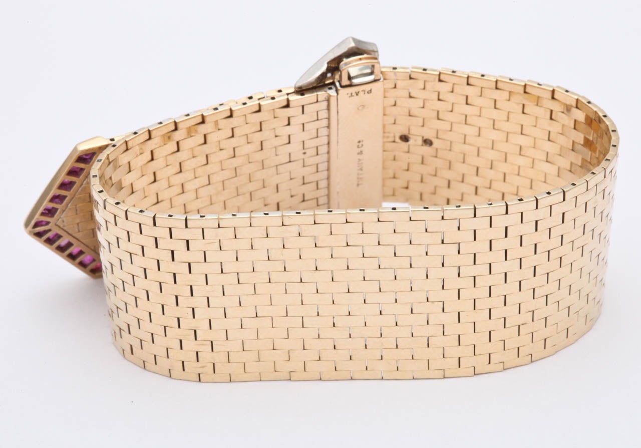 1940s Tiffany and Co. Ruby Diamond Gold Brick Mesh Belt Bracelet at ...